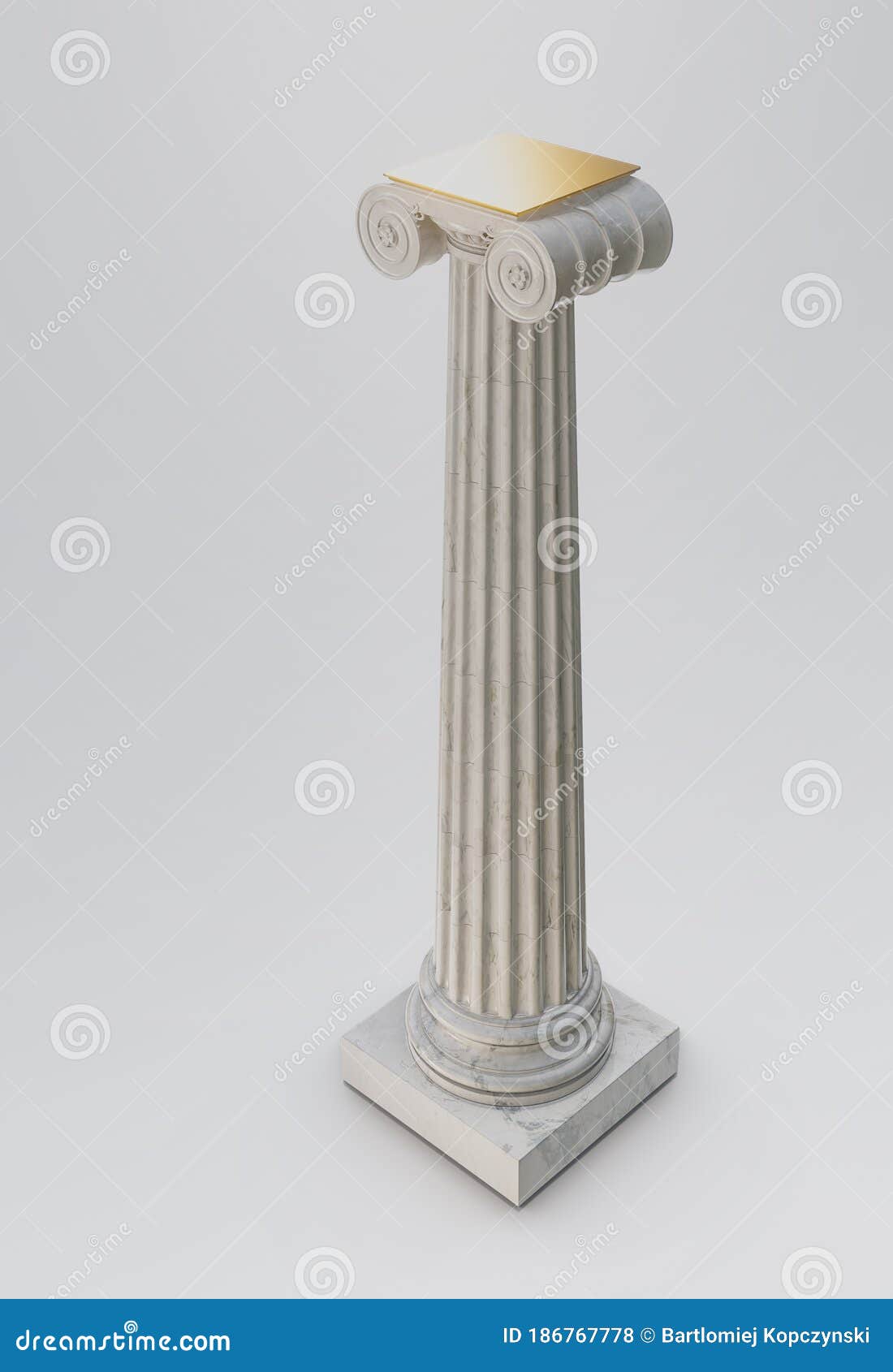 3D Render of Ancient Greek Pillar - Ionic Style Stock Illustration ...