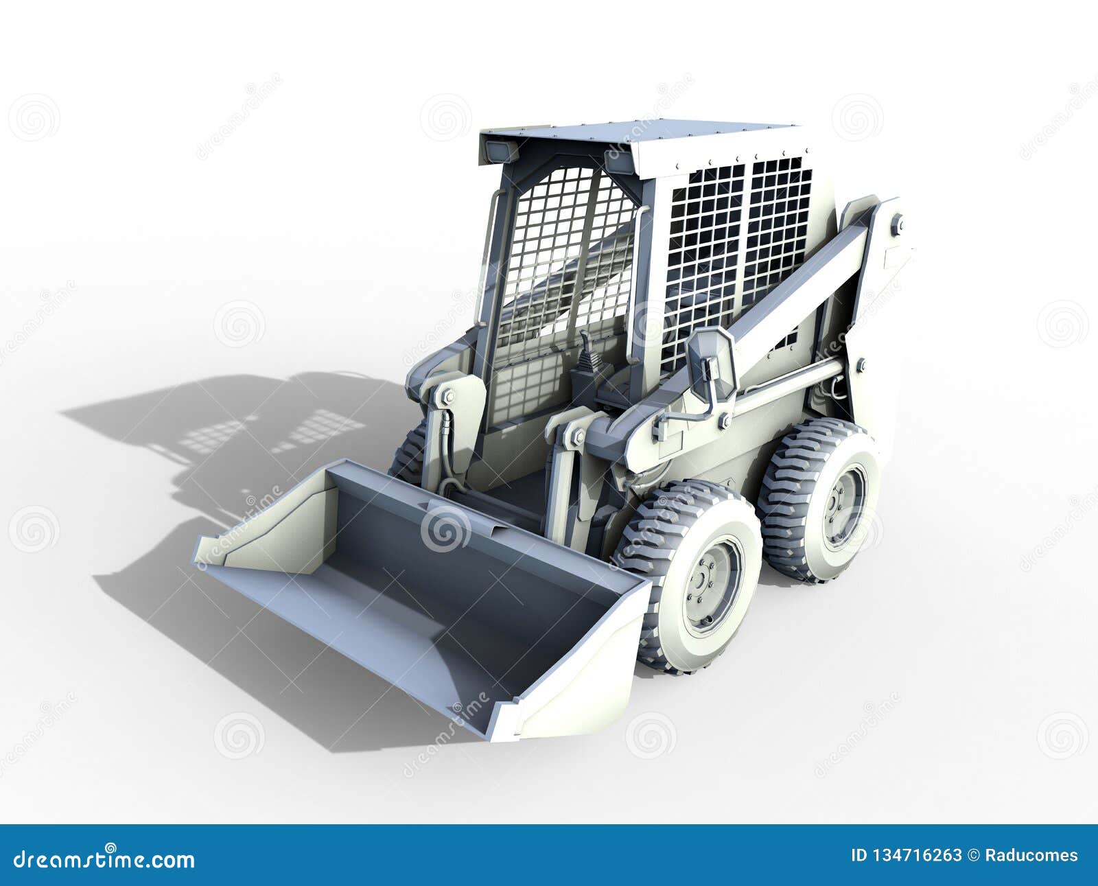 3D Render - Isolated Small Digger Tractor Stock Illustration ...