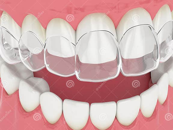 3d Render of Jaw with Invisalign Removable Retainer Stock Illustration ...