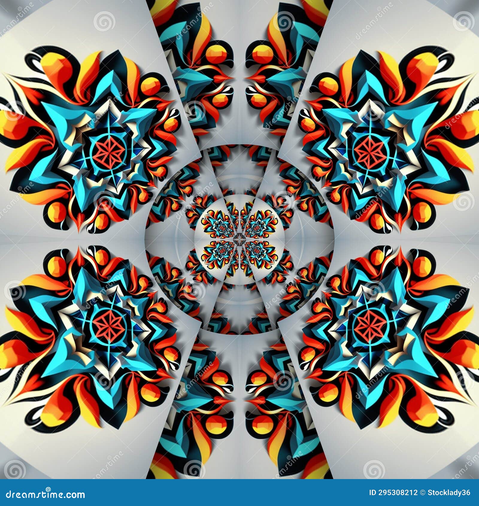 3D Render Kaleidoscope Art Pattern Background Tile Stock Illustration ...