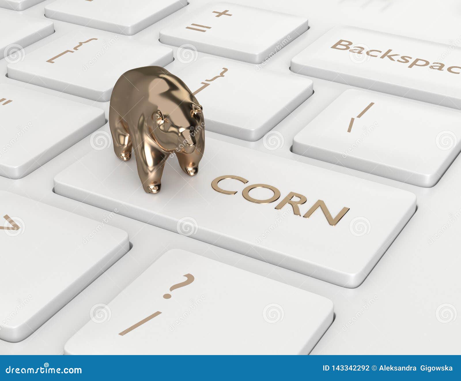 3d Render of Keyboard with Corn Key and Bear Stock Illustration ...