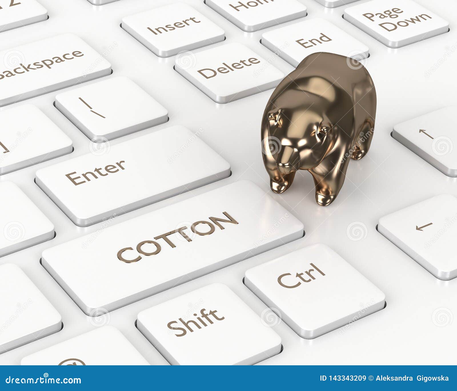 3d Render of Keyboard with Cotton Key and Bear Stock Illustration ...