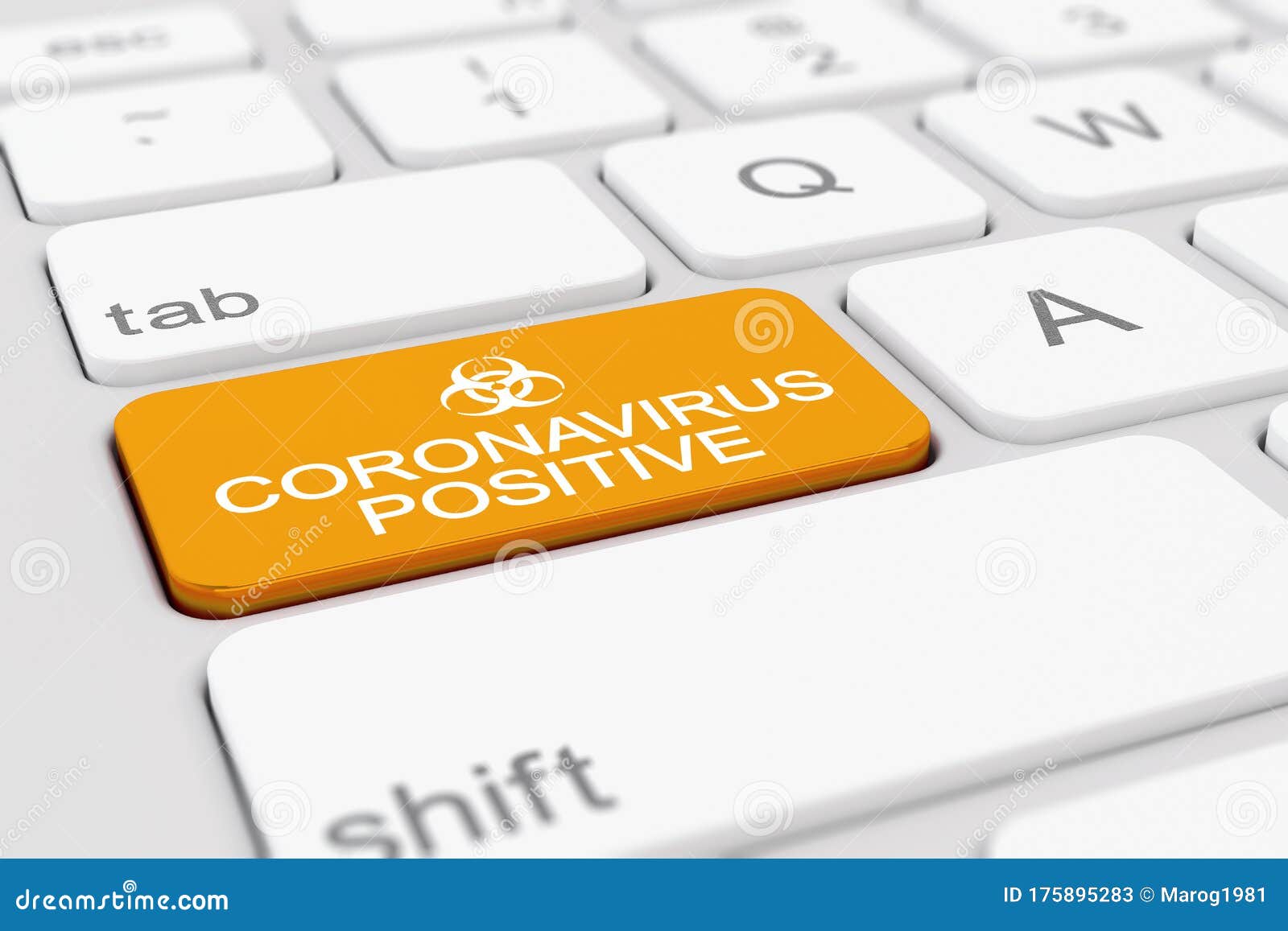 3d Render of a Keyboard with a Orange Key - Coronavirus Positive Stock ...