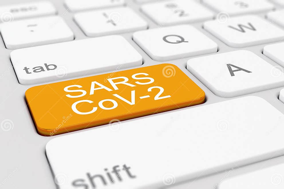 3d Render of a Keyboard with an Orange Key - SARS-CoV-2 Stock ...