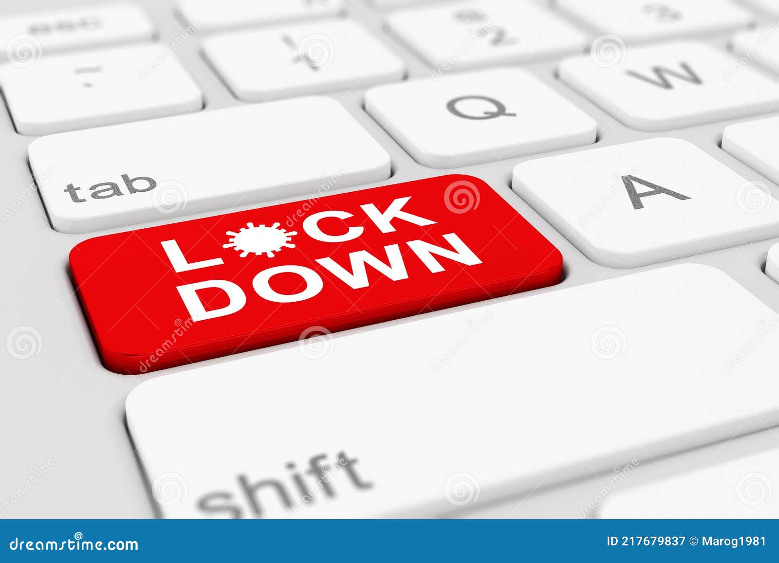 3d Render of a Keyboard with a Red Key - Lockdown Stock Illustration ...