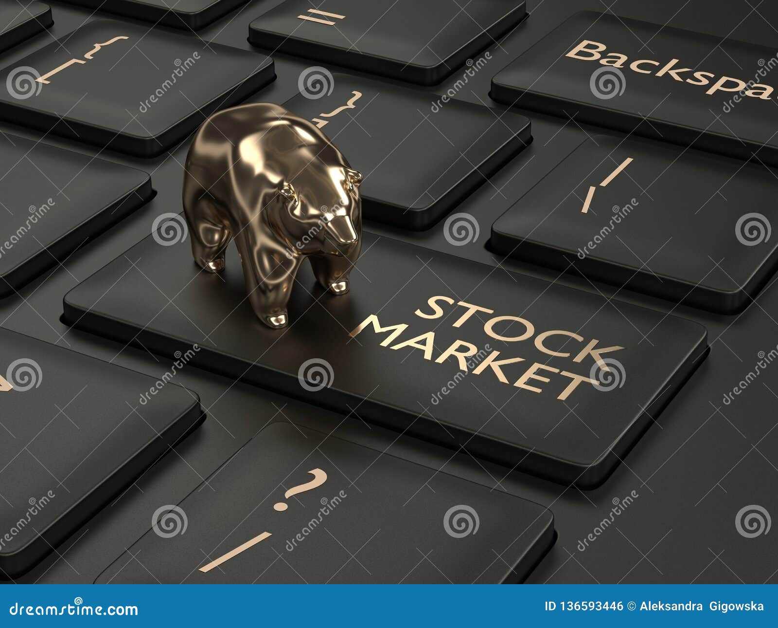3d Render of Keyboard with Stock Market Button Stock Illustration ...