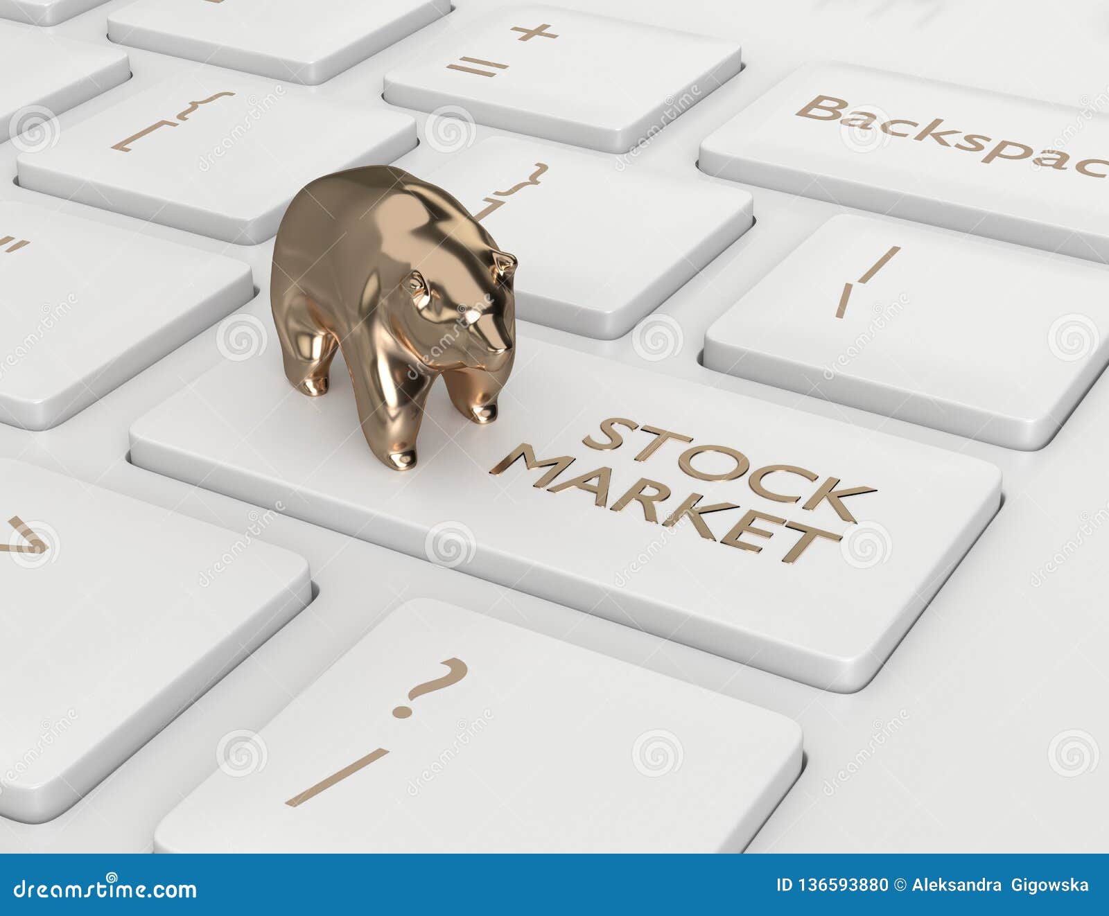 3d Render of Keyboard with Stock Market Button Stock Illustration ...