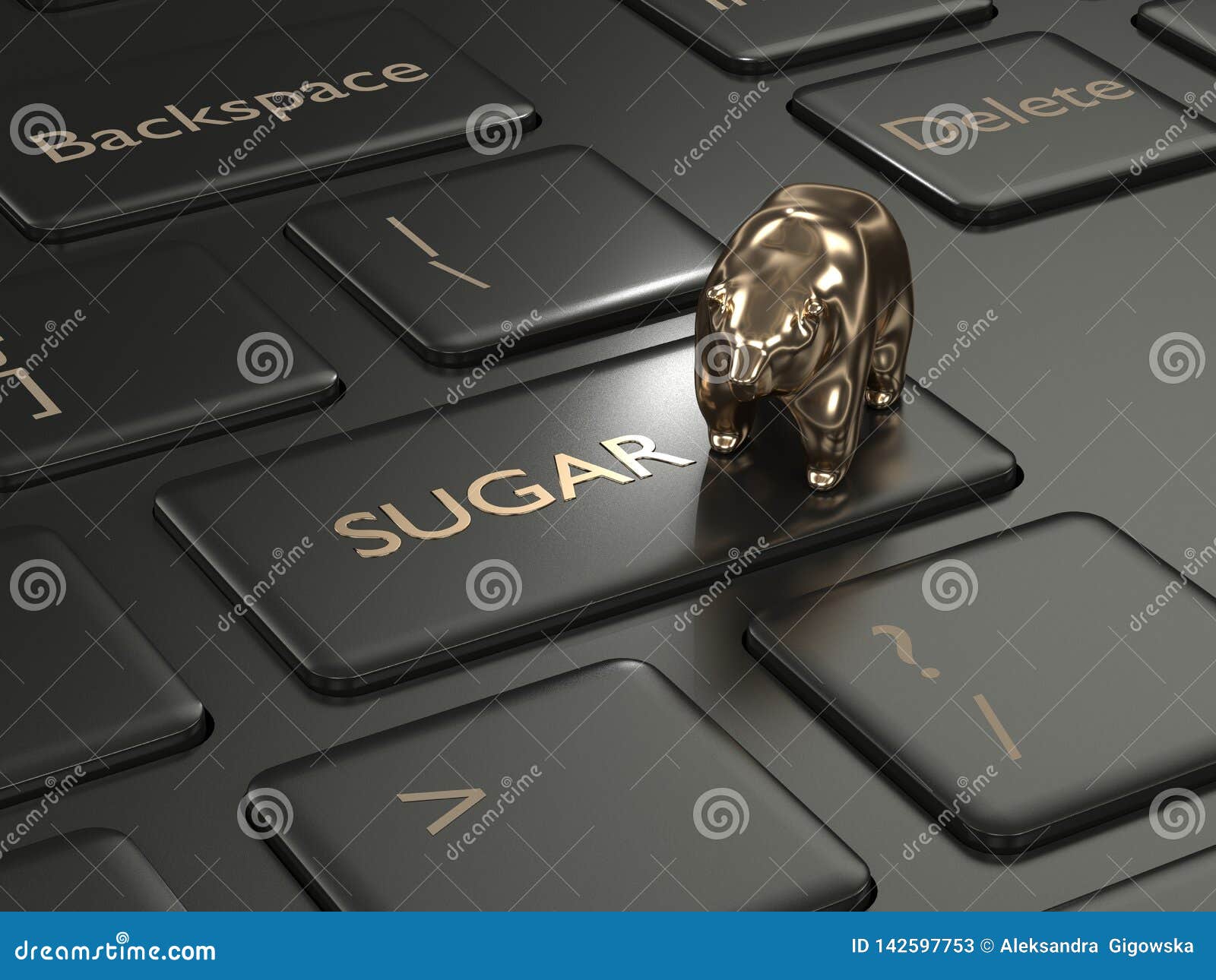 3d Render of Keyboard with Sugar Button and Bear Stock Illustration ...