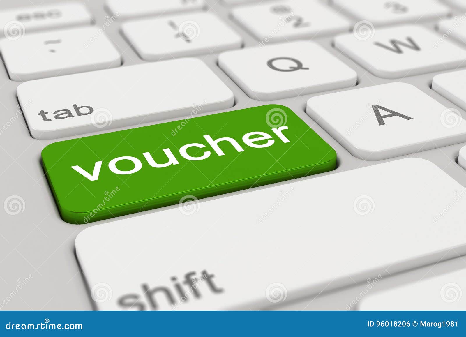 3d Render - Keyboard - Voucher - Green Stock Illustration ...