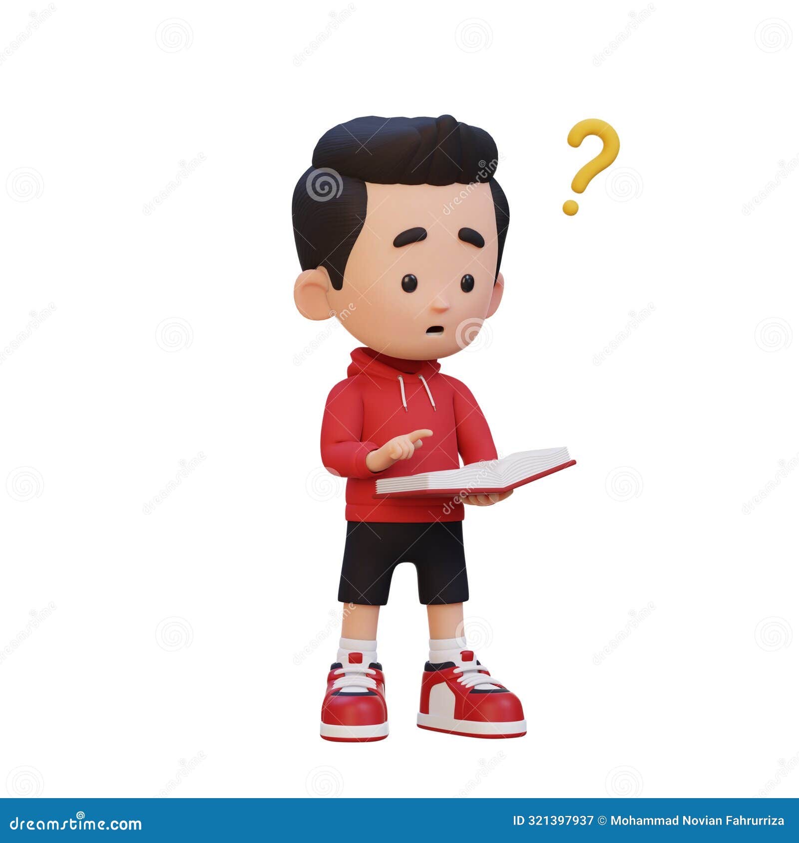 3D Kid Character Get Confused when Reading a Book Stock Image ...