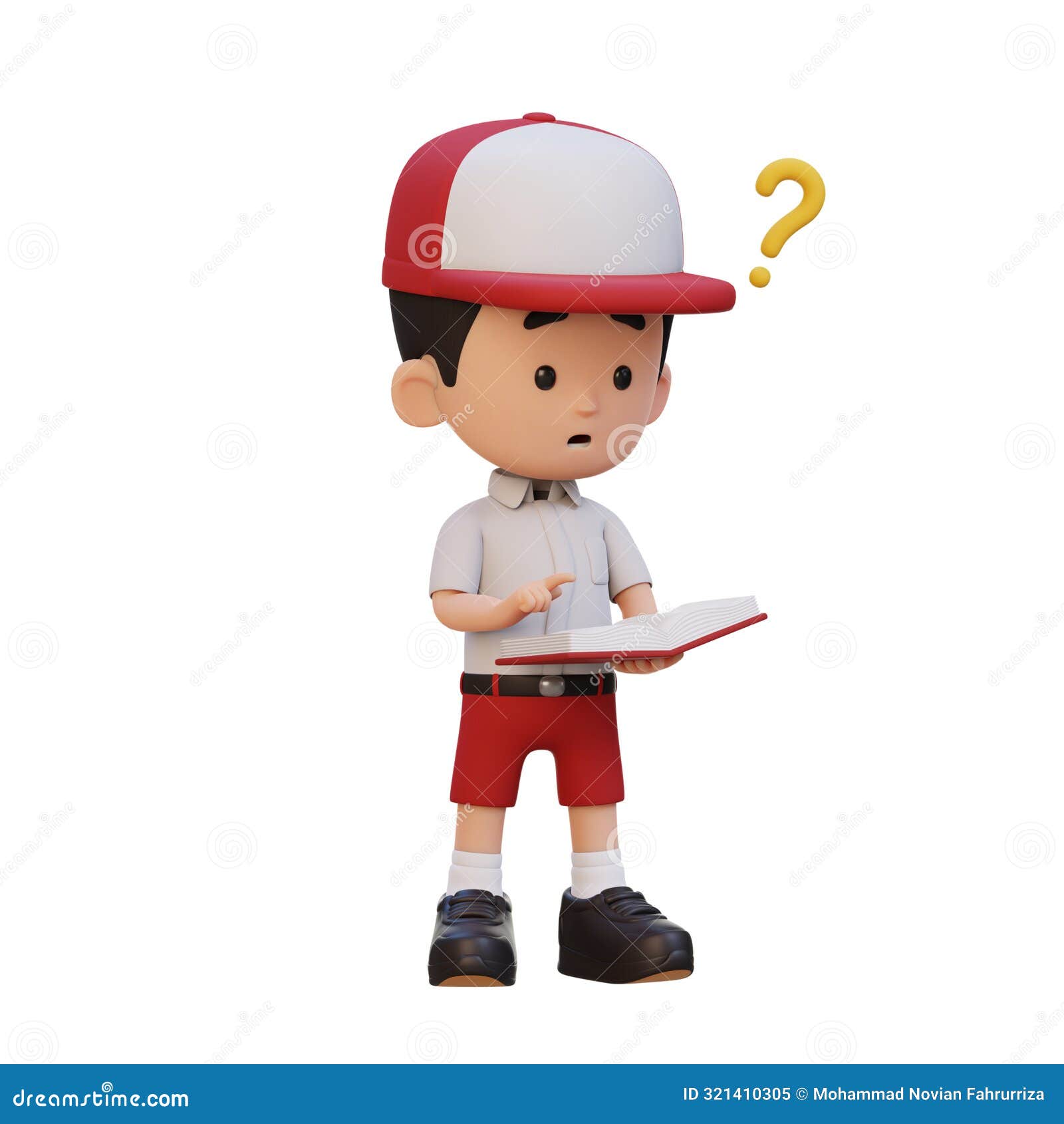 3D Kid Character Get Confused when Reading a Book Stock Image ...
