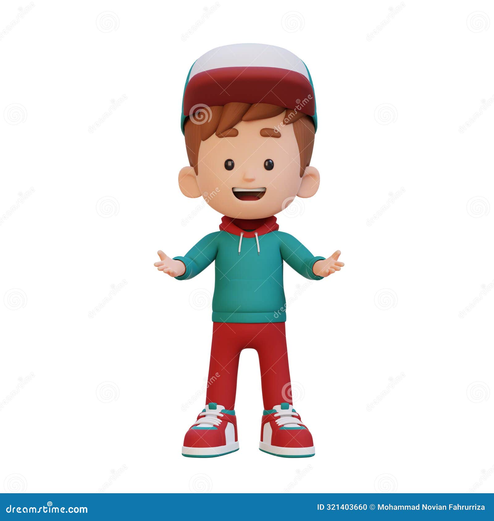 3D Kid Character in Talking and Explaining Pose Stock Photo ...