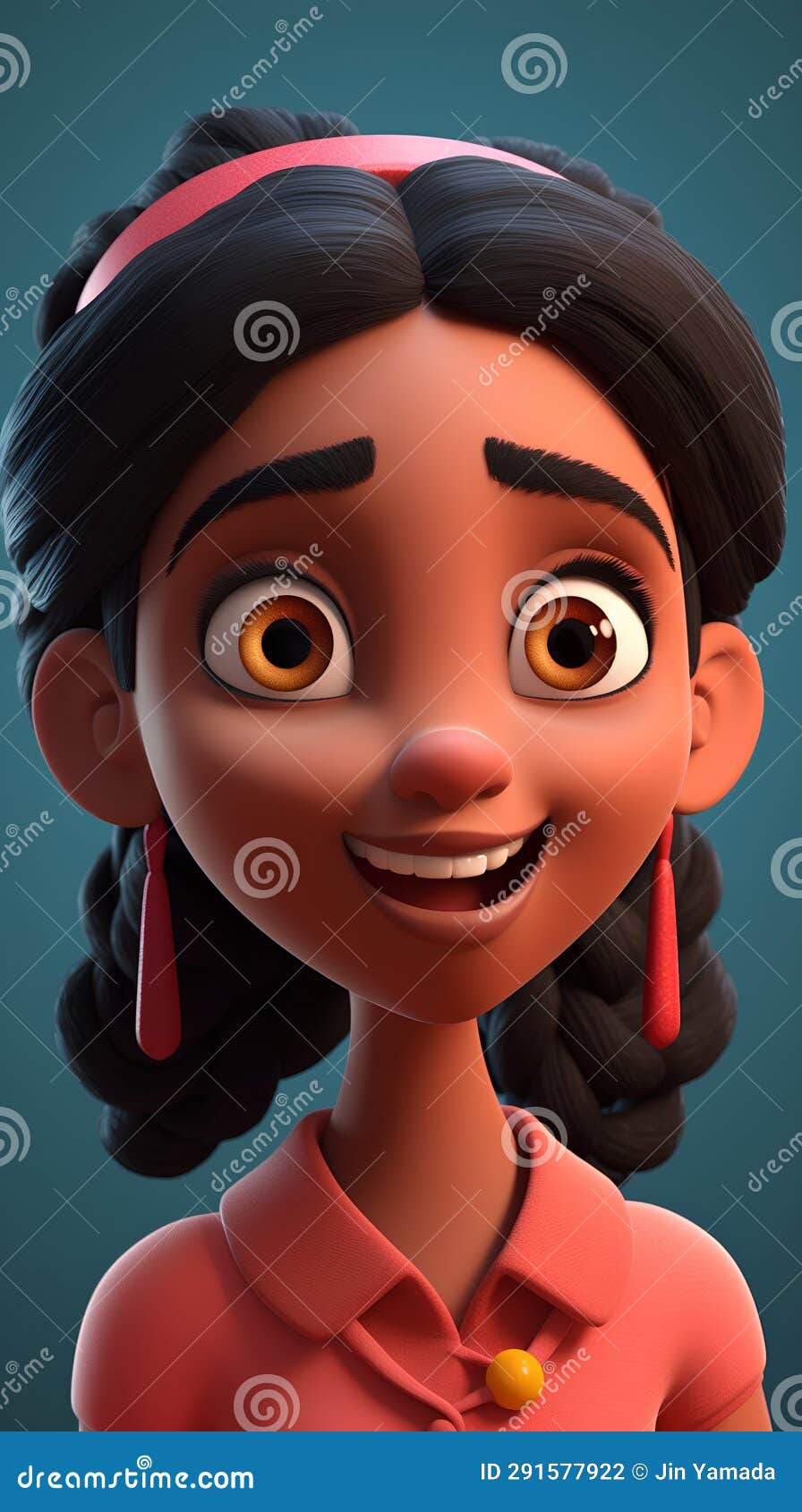 3D Render of a Kid Girl Smiling and Looking at the Camera Stock ...