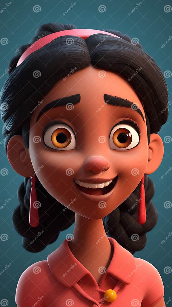 3D Render of a Kid Girl Smiling and Looking at the Camera Stock ...