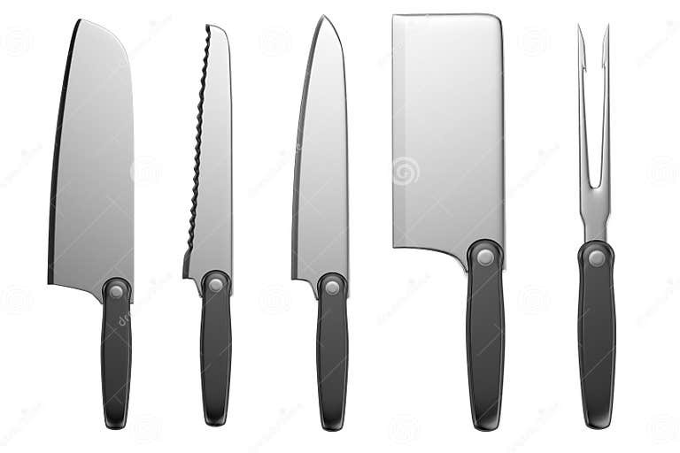3d Render of Kitchen Knives Stock Illustration - Illustration of ...