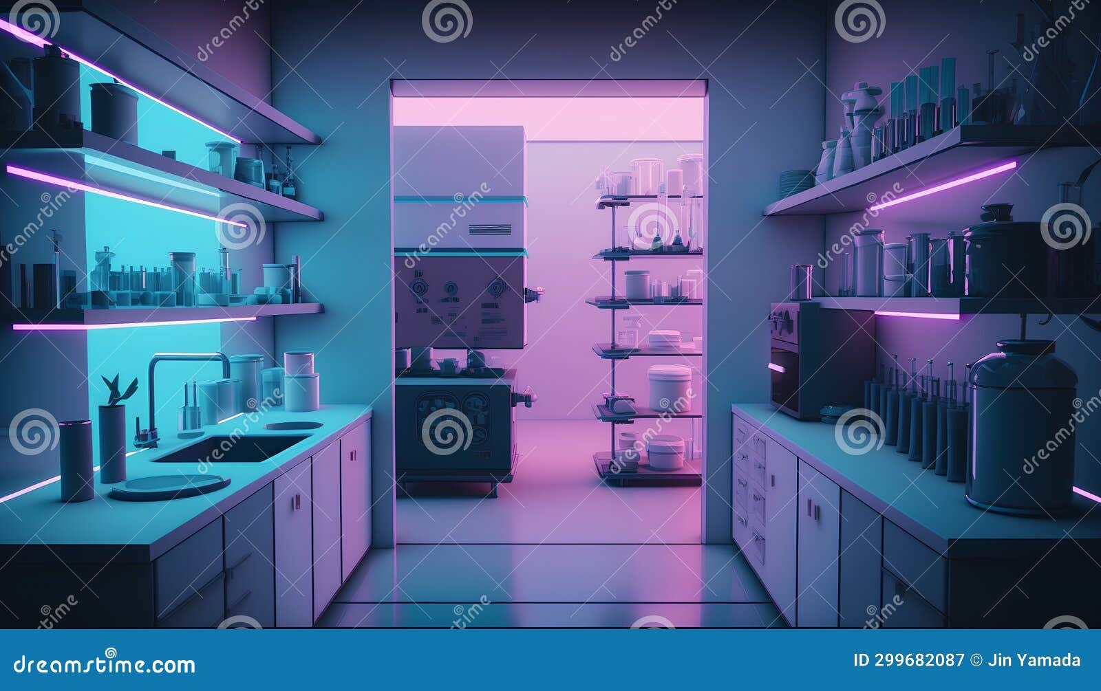 3d Render of Laboratory Interior with Test Tubes and Science Equipment ...
