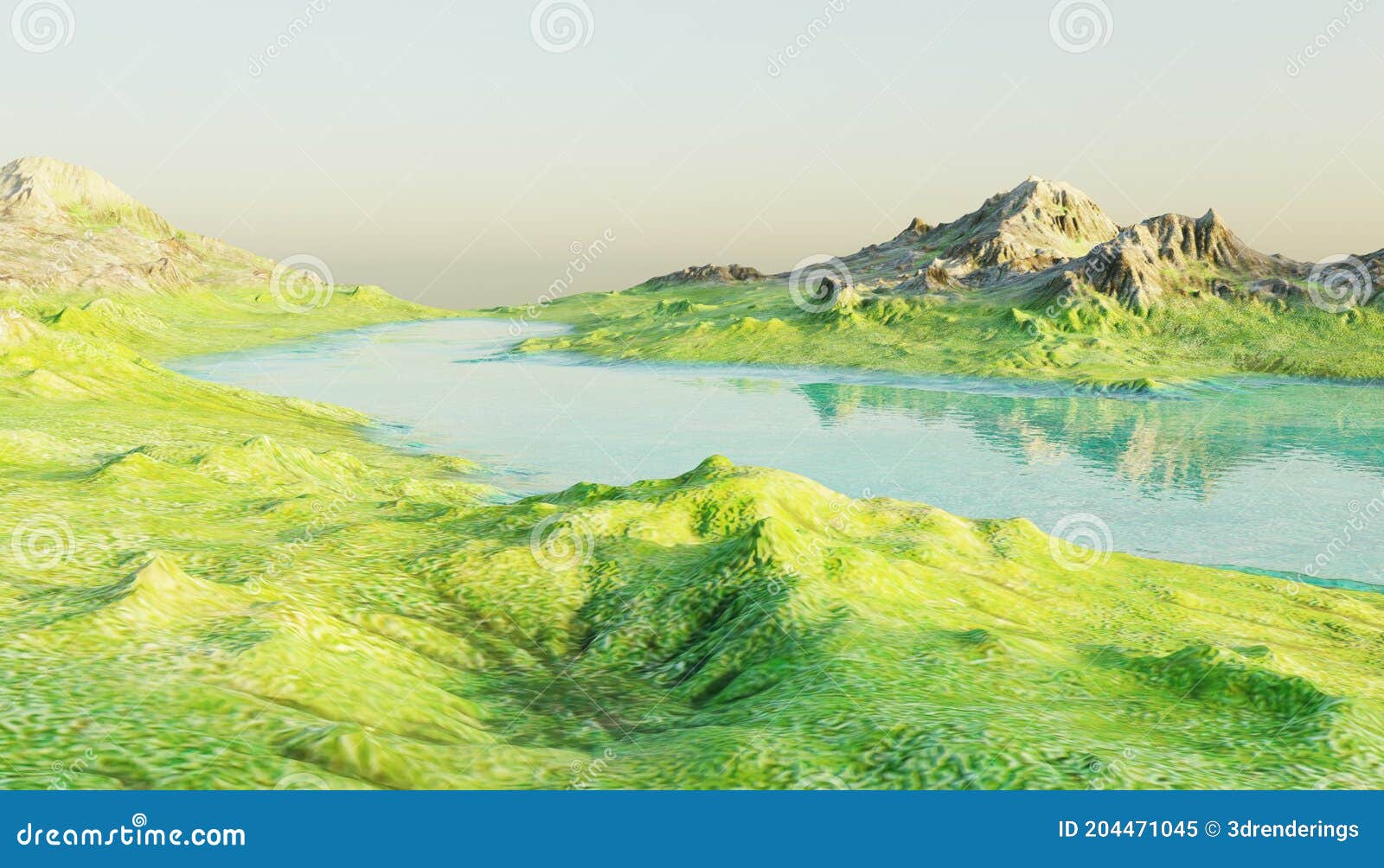 3D Render of Lake stock illustration. Illustration of enviroment ...