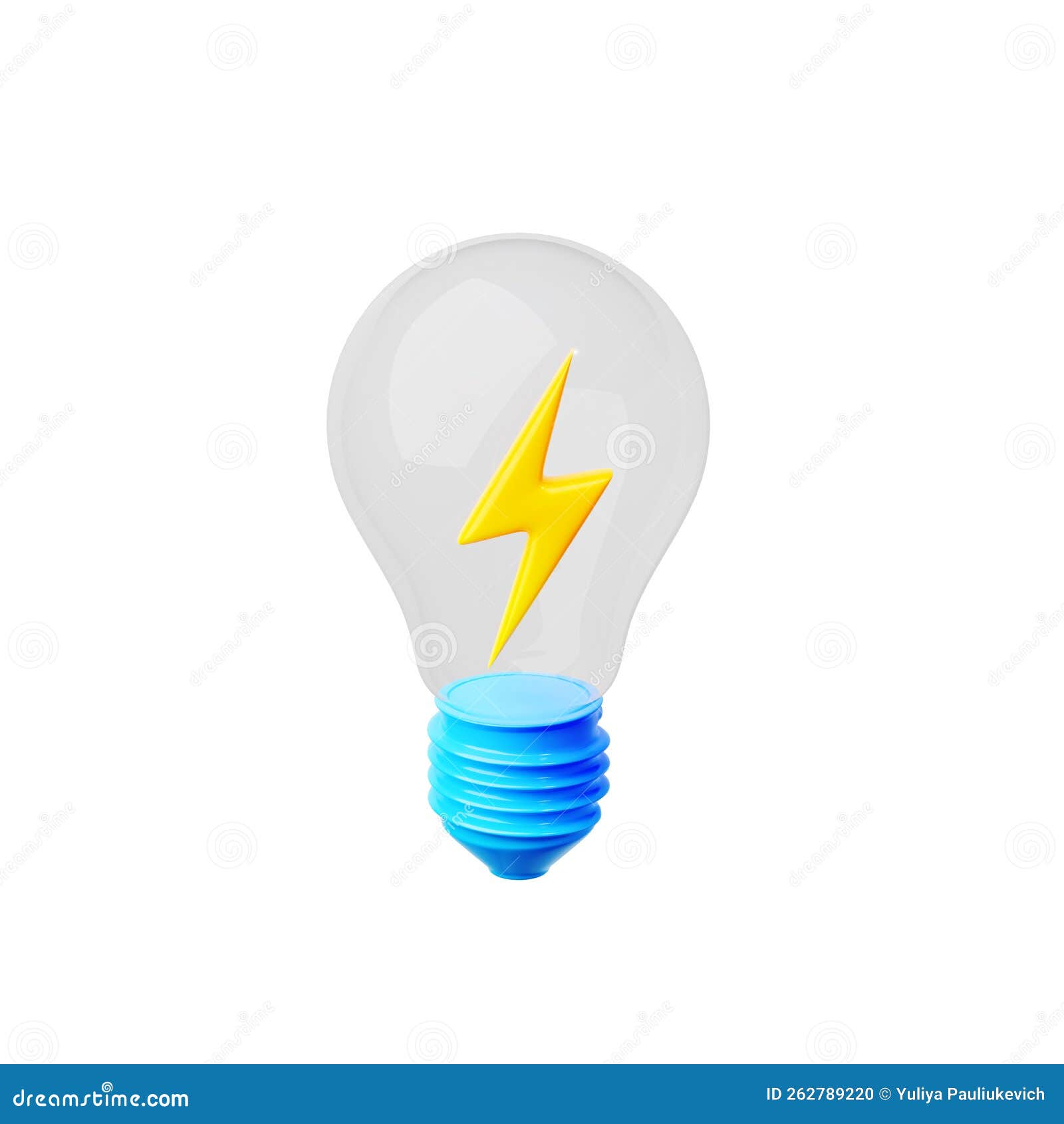 3d Render Lamp with Lightning Inside, Think Icon Stock Illustration ...