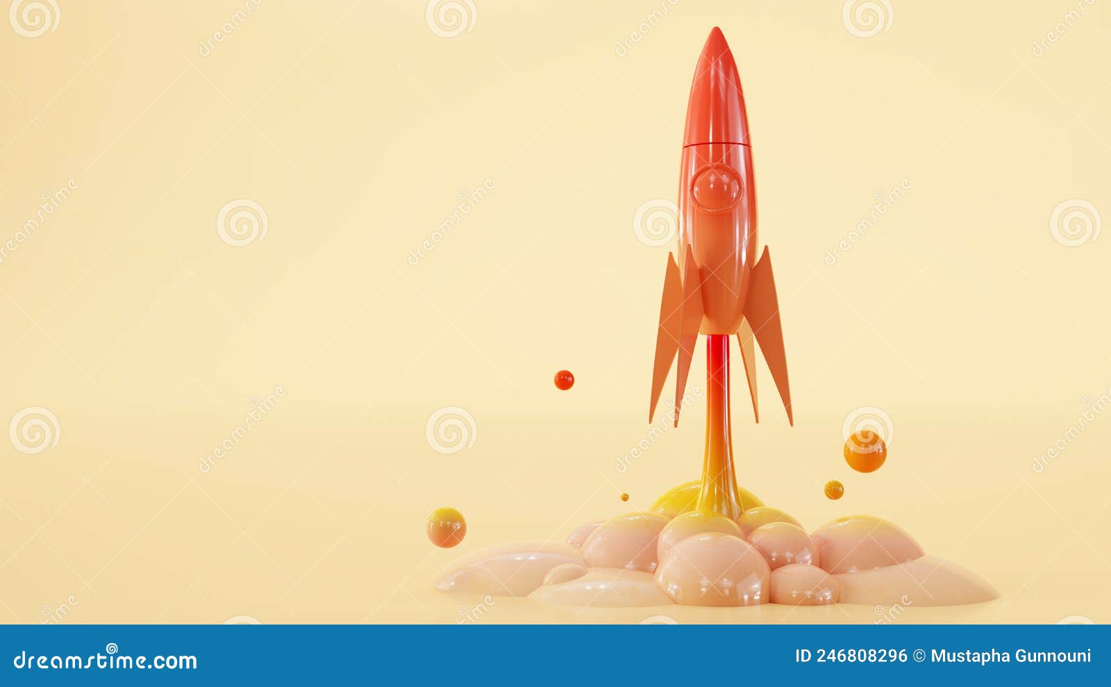 Launching Rocket Model Taking Off Against White Background Stock ...