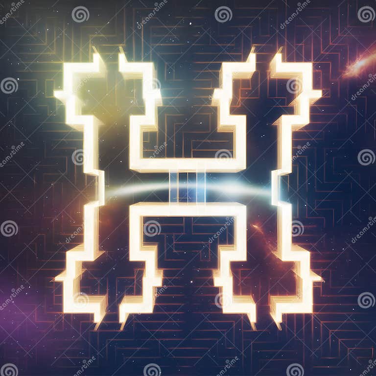 3D Render Letter H with Pixelated Design Image Generated by Ai Stock ...