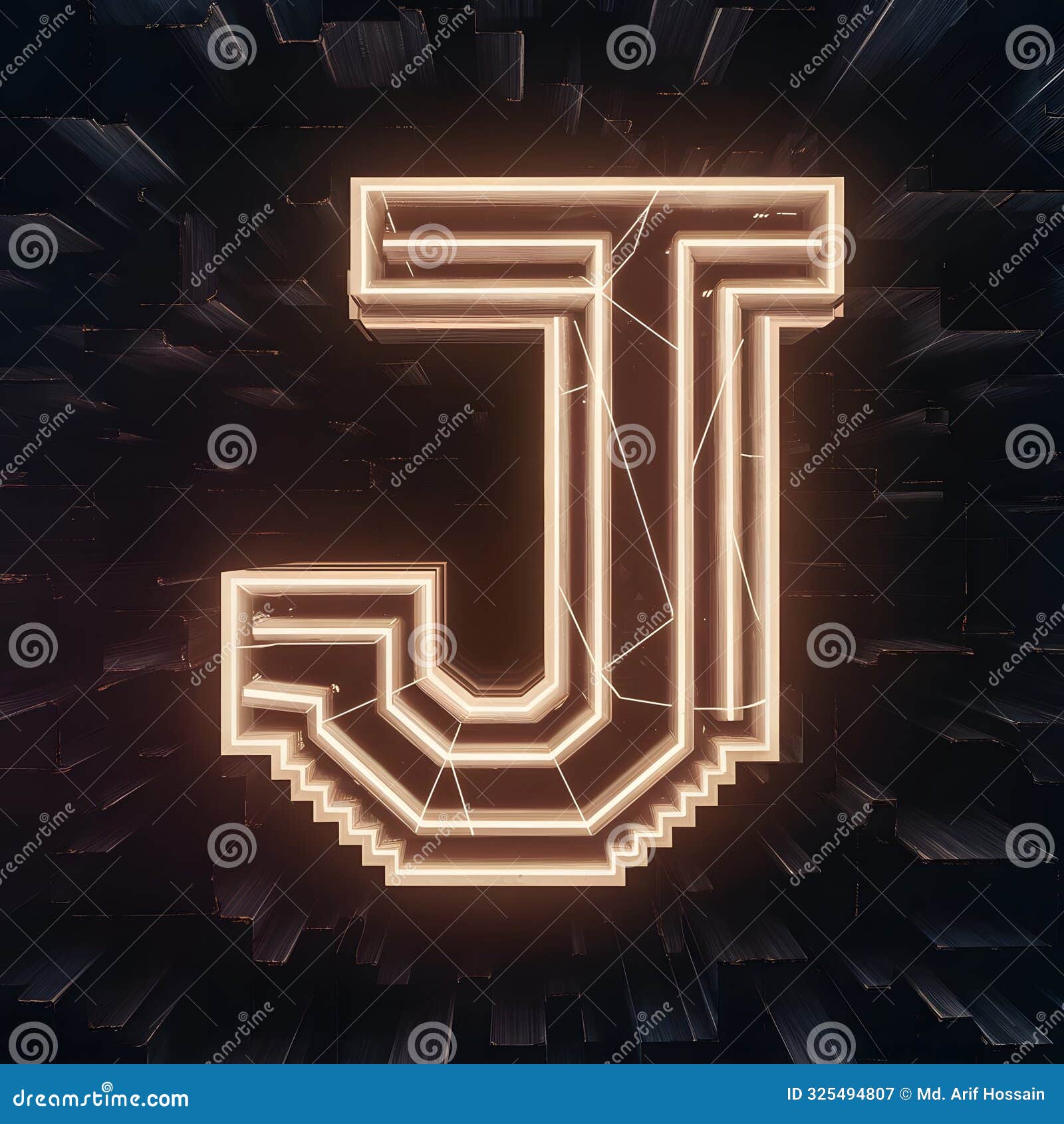 3D Render Letter J with Pixelated Design Image Generated by Ai Stock ...