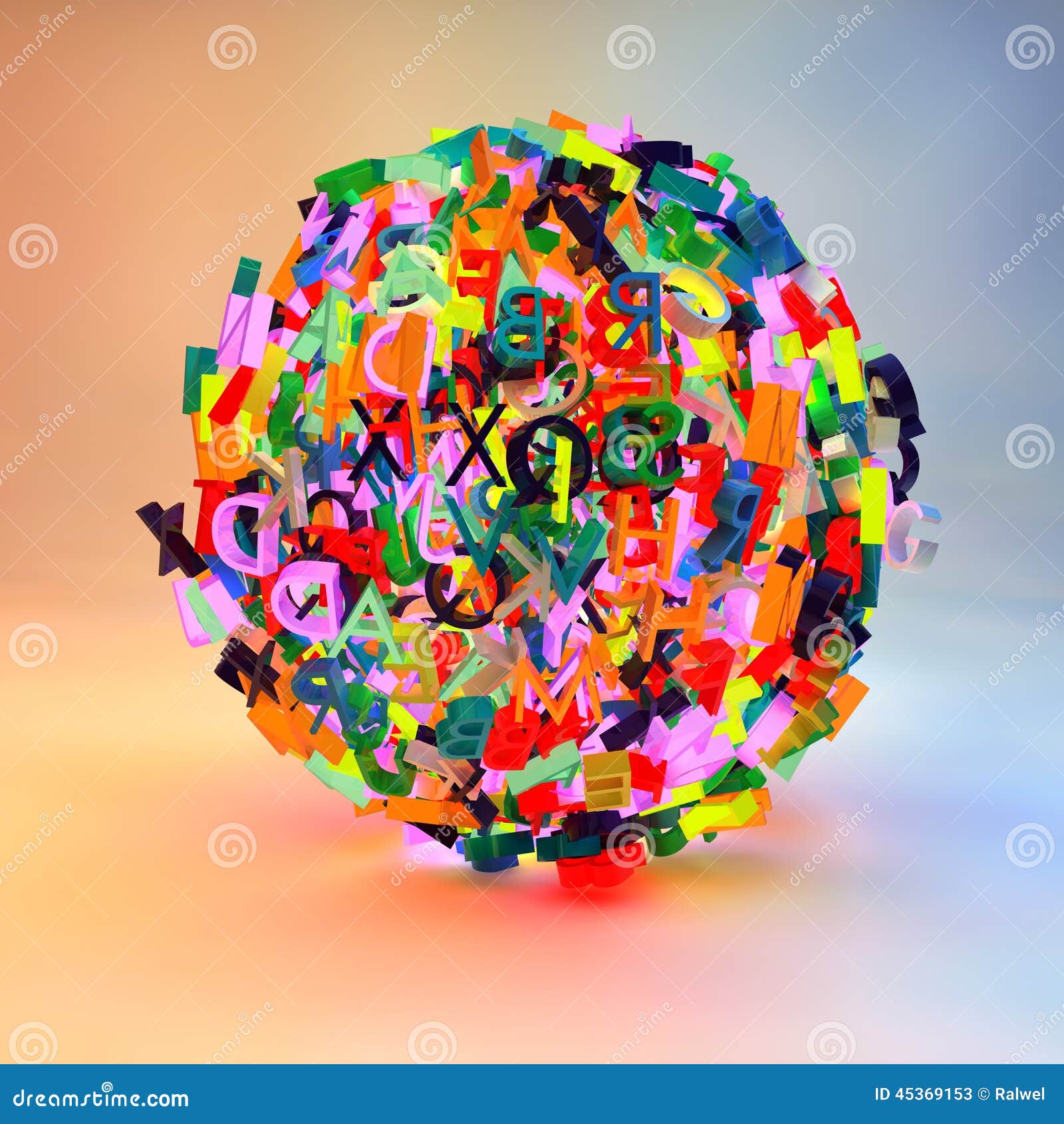 3d Render with Letters Forming a Ball Stock Illustration - Illustration ...