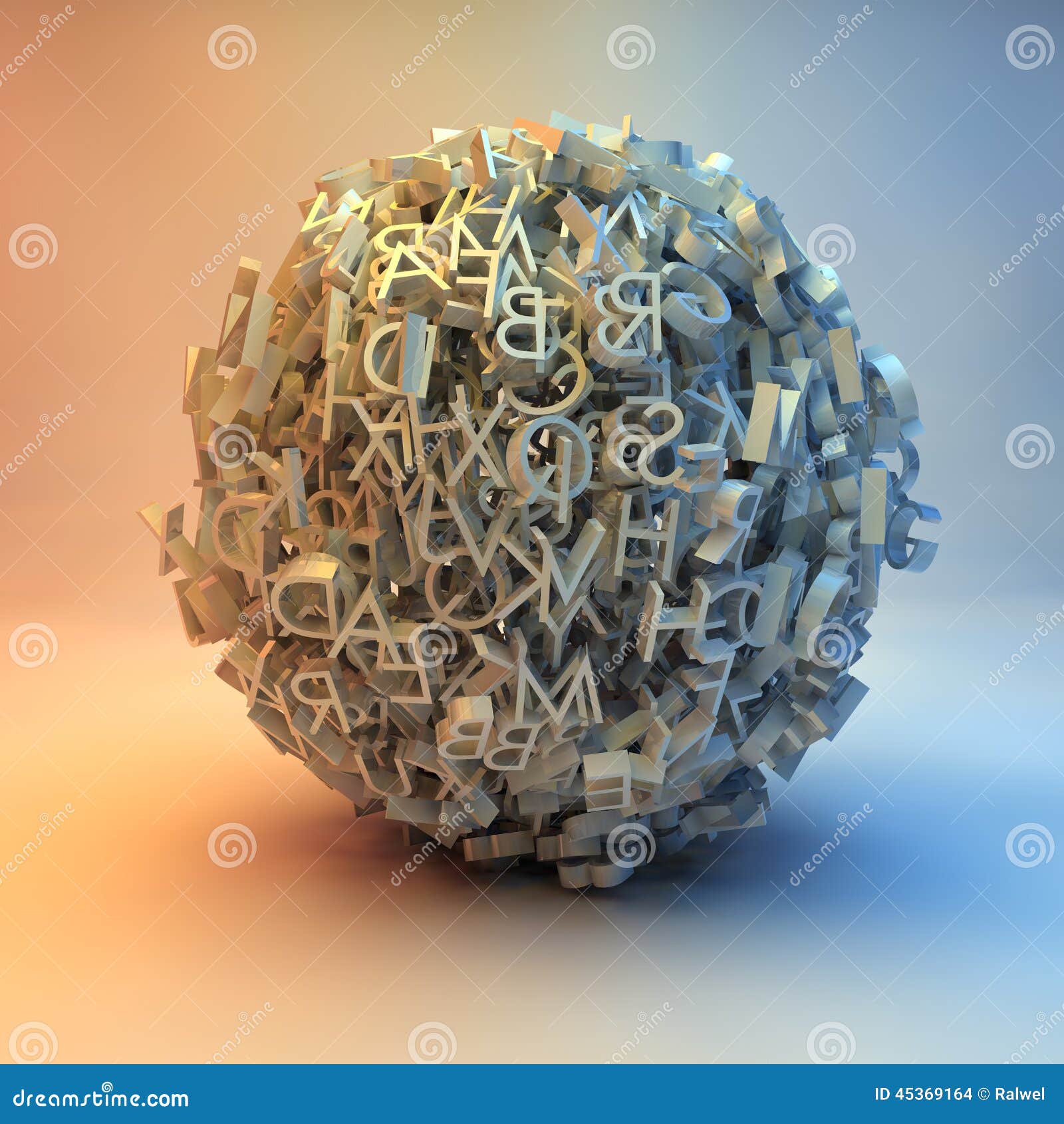 3d Render with Letters Forming a Ball Stock Illustration - Illustration ...