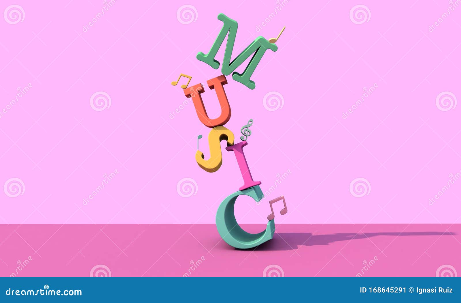 3d Render Letters . Musical Background Concept Stock Illustration ...