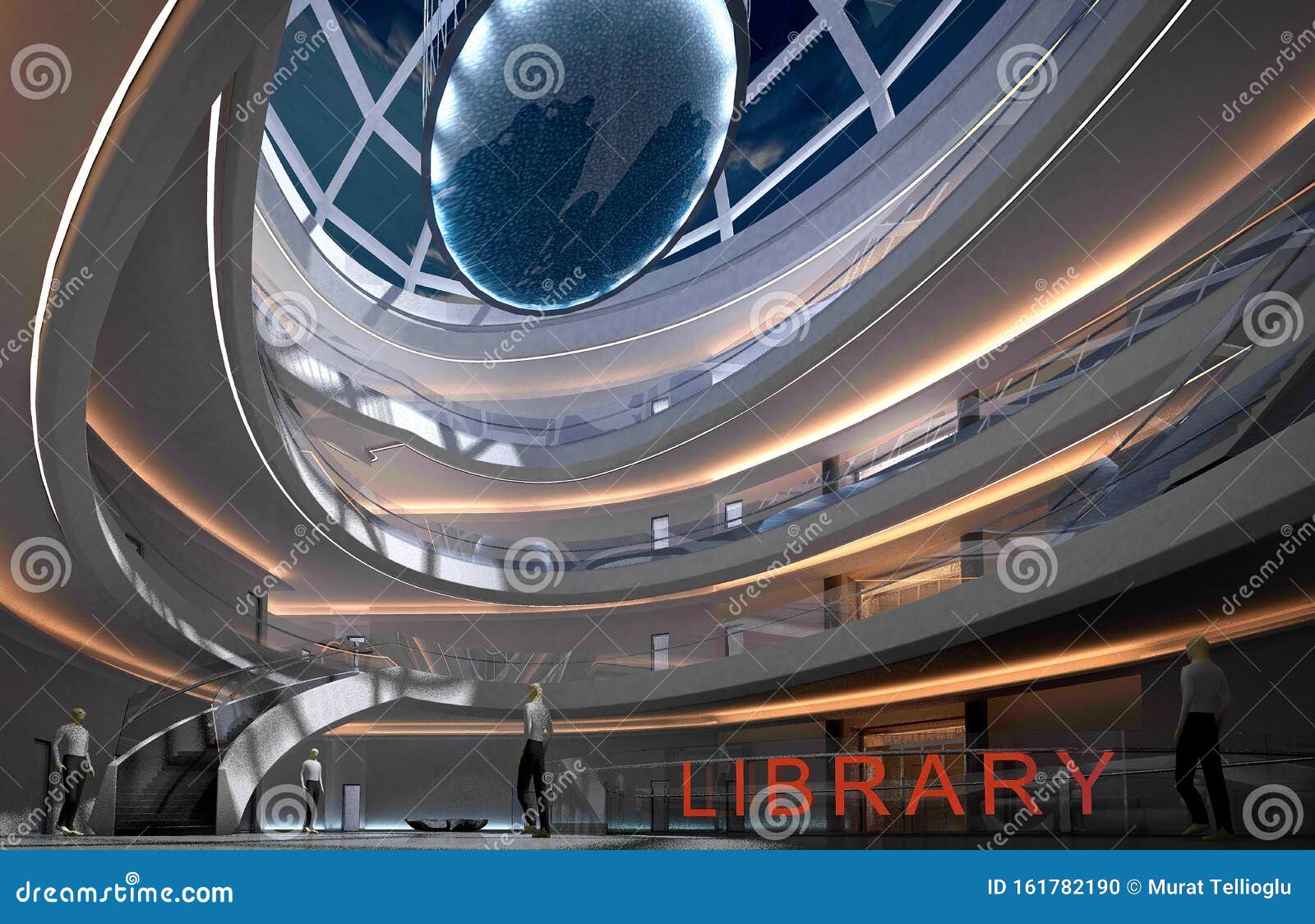3d Render of Library Building Stock Illustration - Illustration of ...
