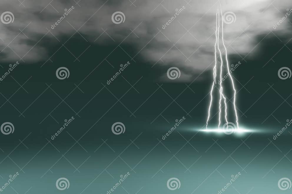3d Render of Lightning Bolts Coming from Gathering Clouds Stock ...