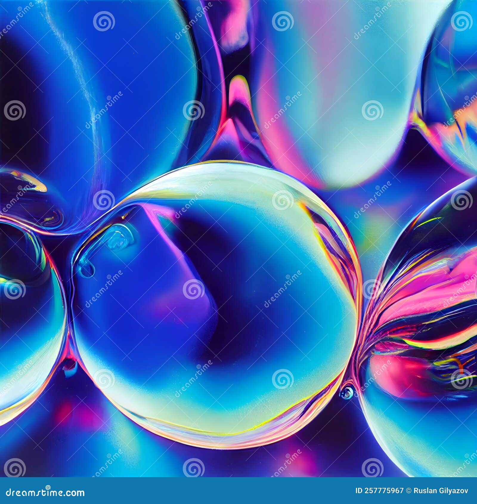 3D Render Liquid Crystals Transparent Bubbles Stock Illustration ...