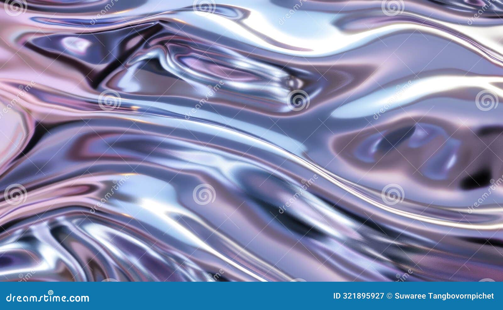 3d Render of Liquid Metal Wavy Texture, Shiny Chrome Background Stock ...