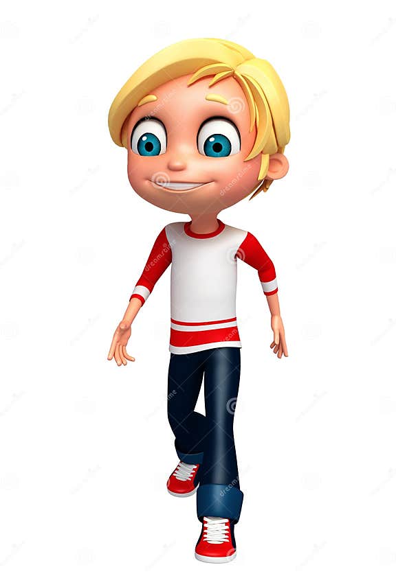 3D Render of Little Boy Walking Pose Stock Illustration - Illustration ...