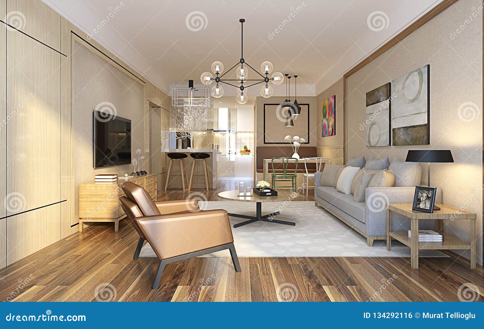 3d render living room stock illustration. Illustration of floor - 134292116