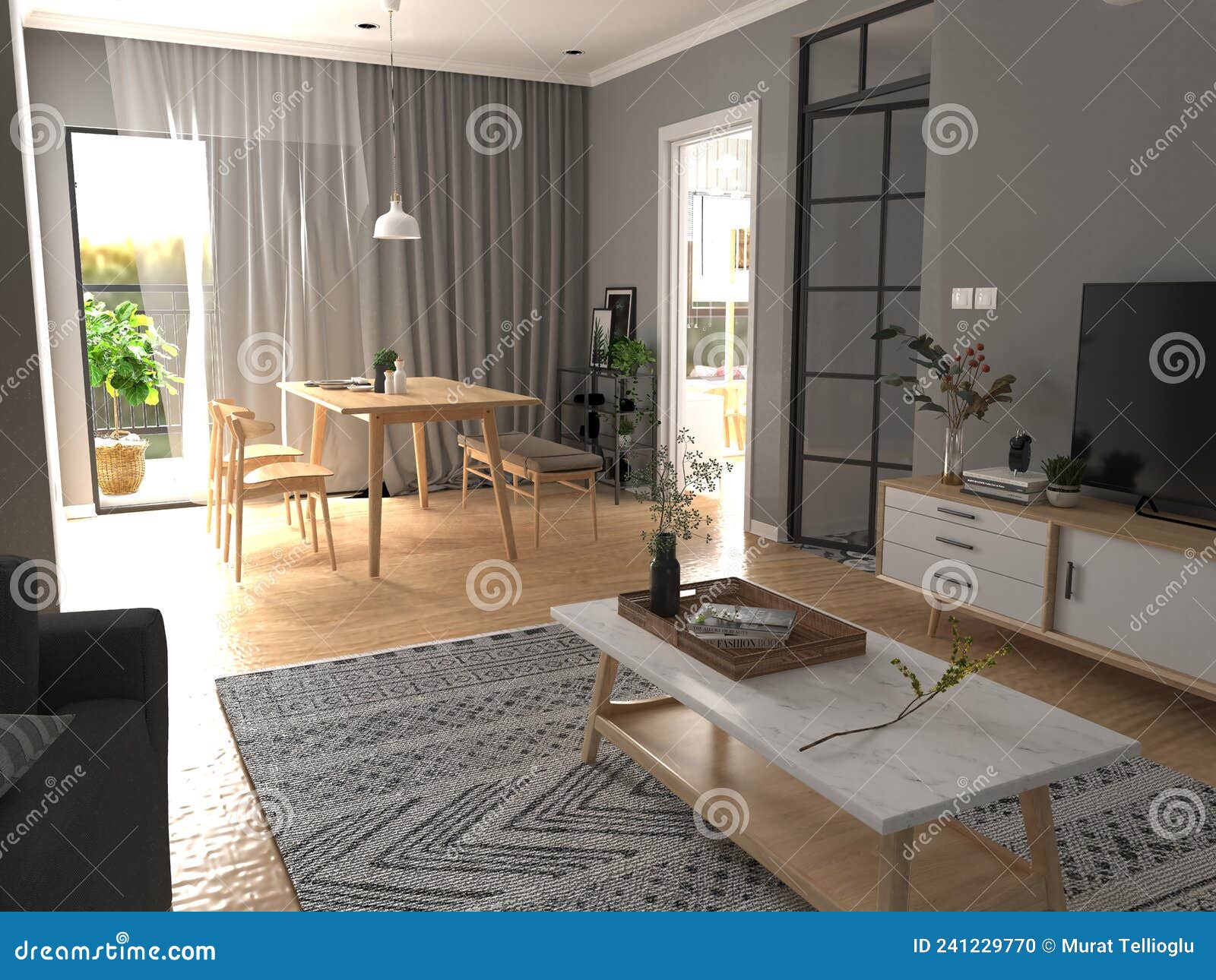 3d render of living room stock illustration. Illustration of city ...