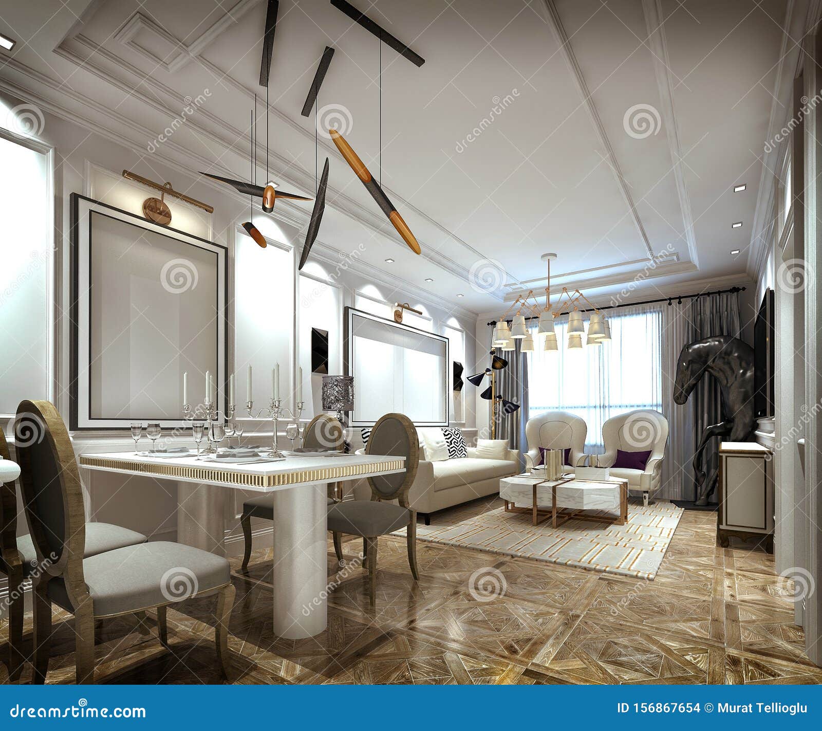 3d render living room stock illustration. Illustration of bedroom ...