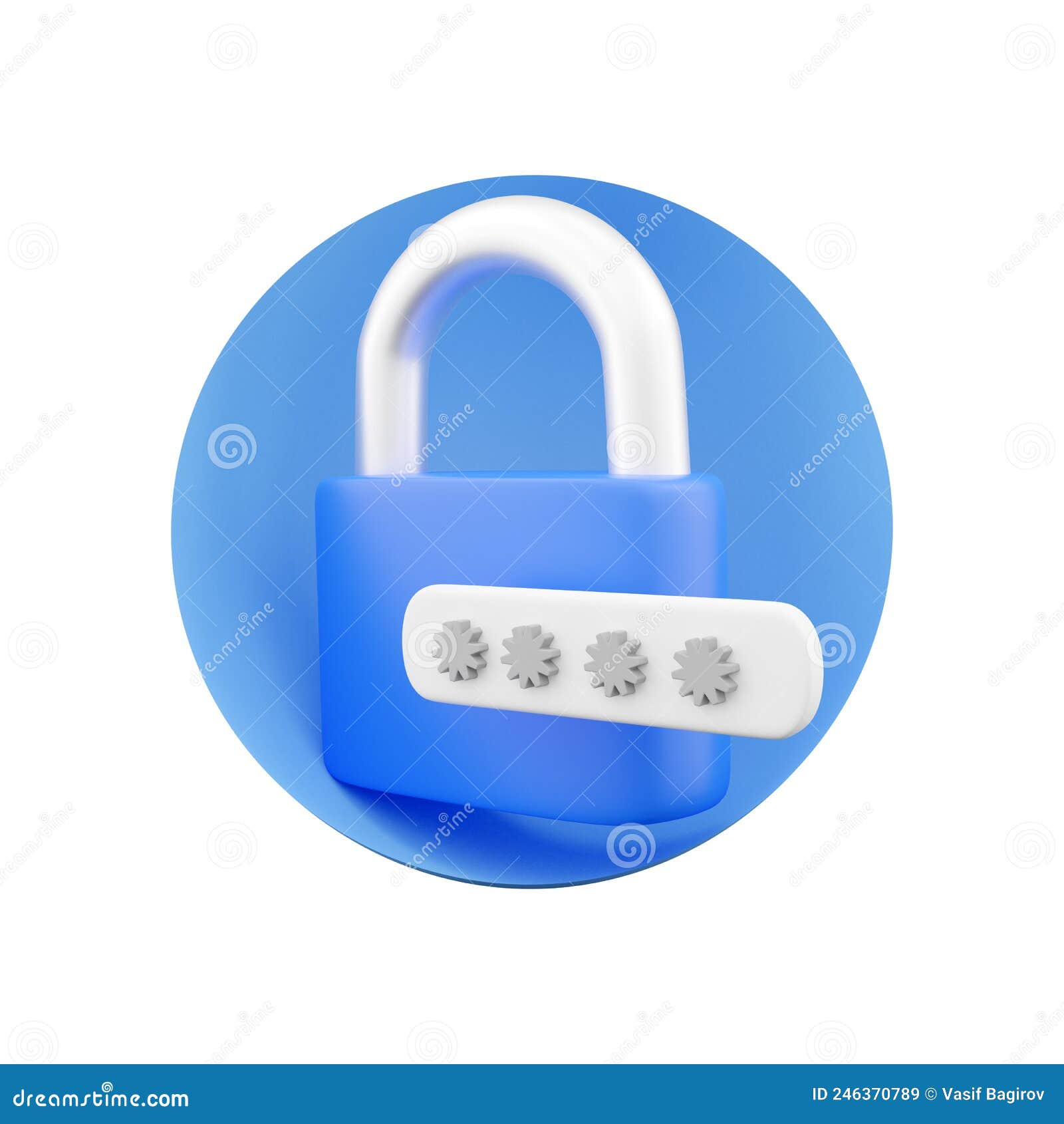 3D Render Lock Password Icon. 3D Render Security Password Icon on White ...