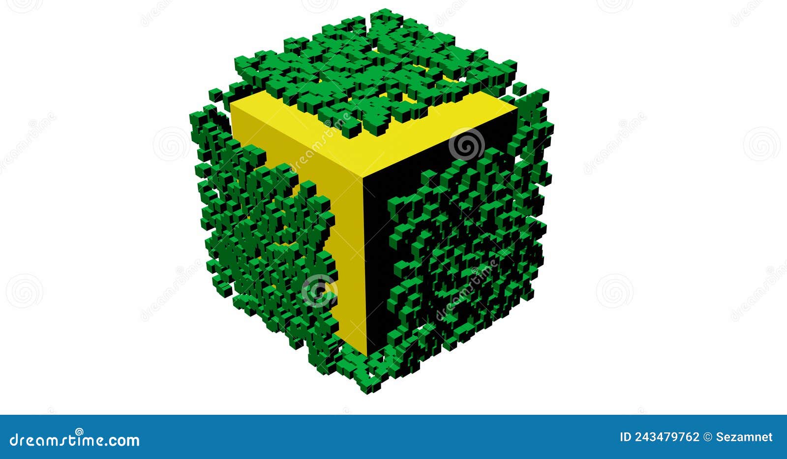 3d Render Logo Cube Shape Concept Green Energy Stock Illustration ...