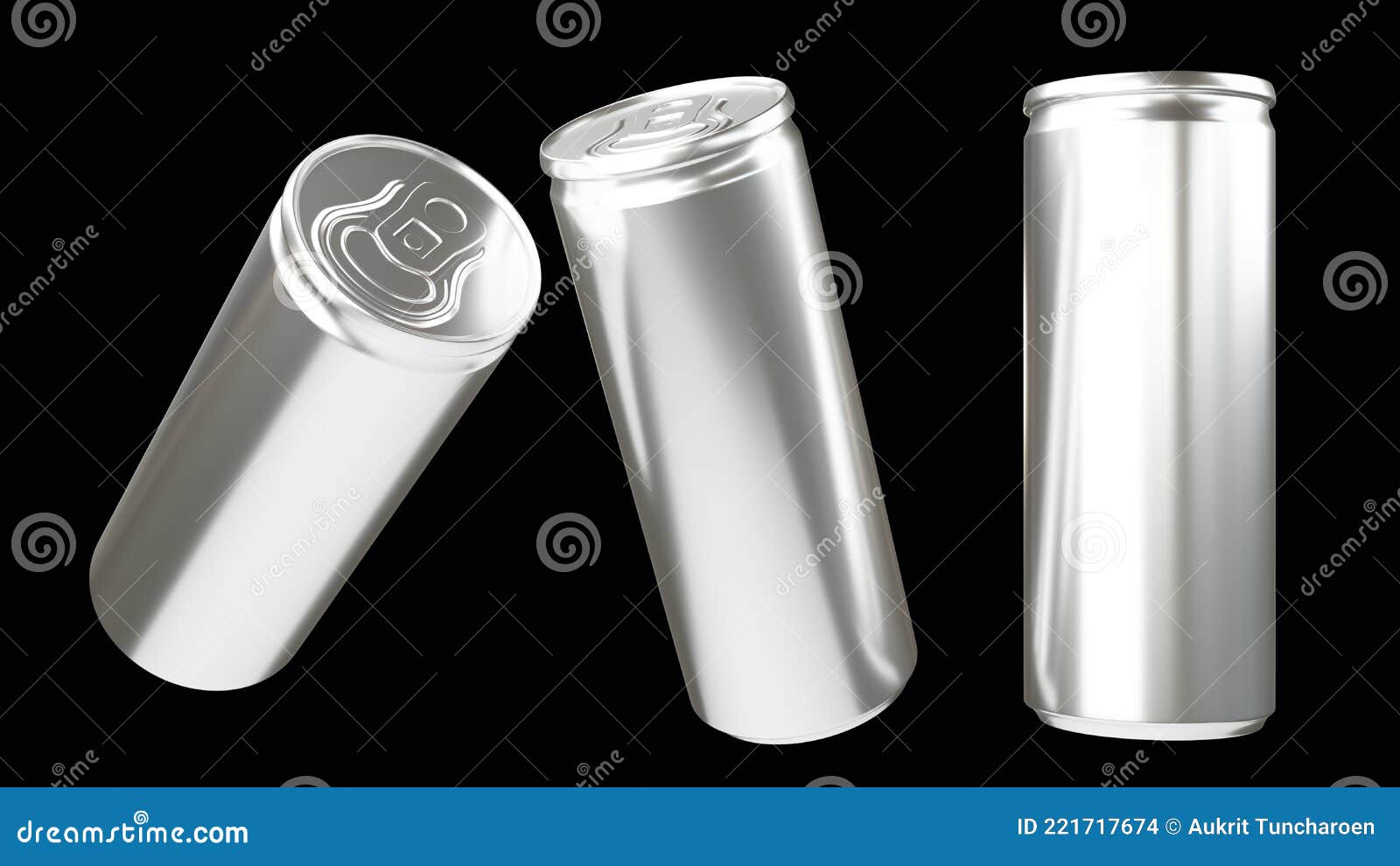 3D Render Long Aluminum Soda Can Mockup with Tilted Views Stock ...
