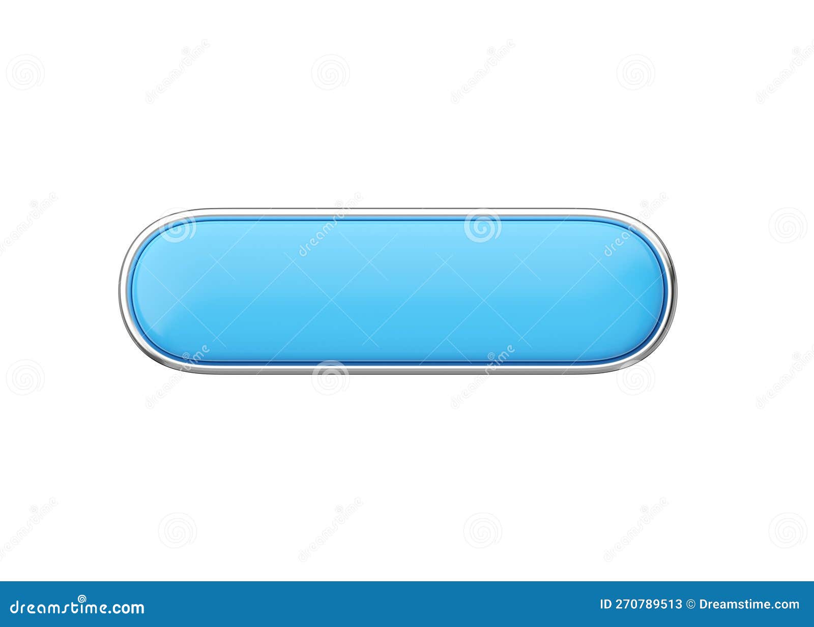 3d Render Long Button - Glossy Web Element, Rectangular Shiny Label ...