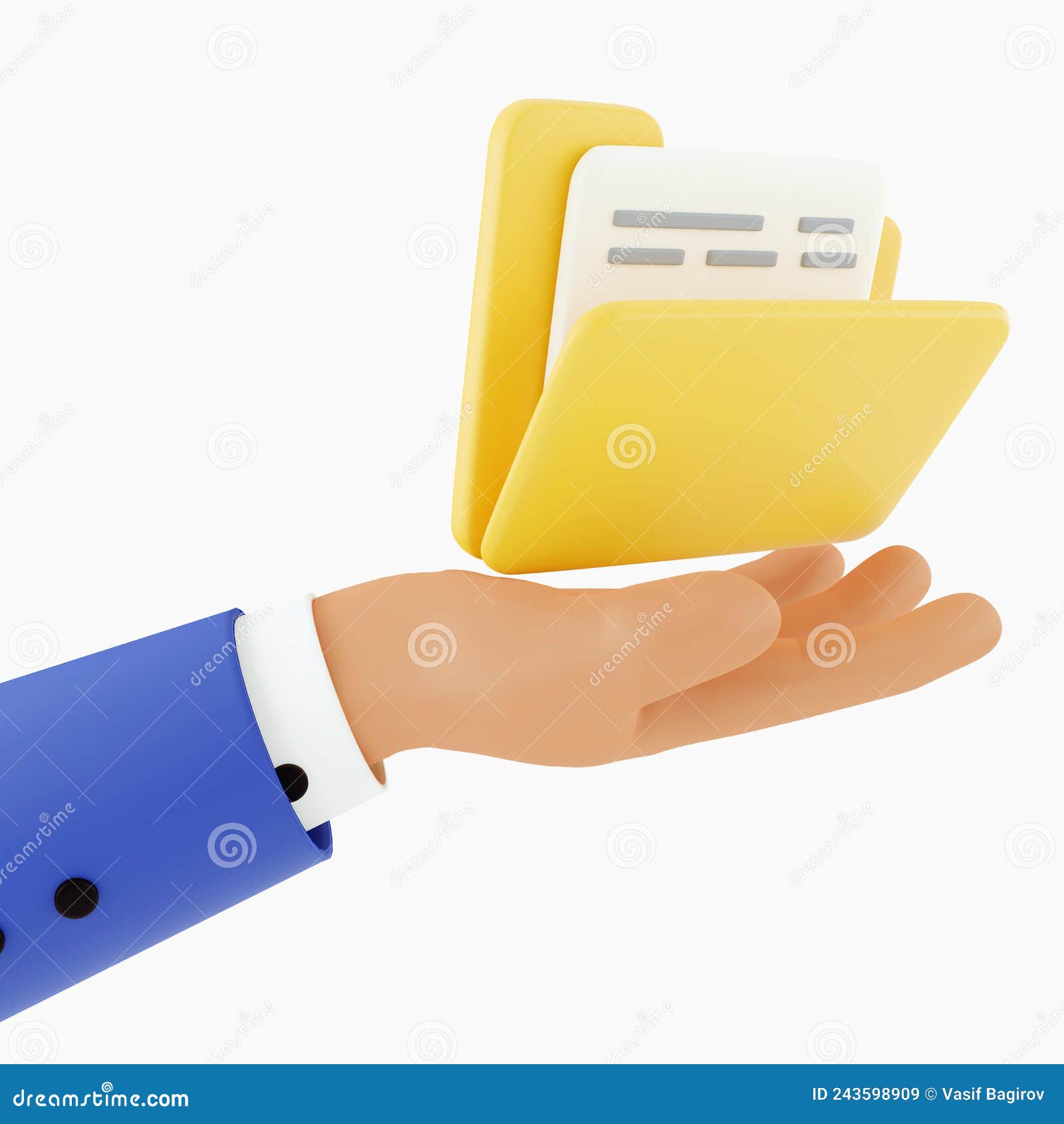 3d Render Looking for Information in a Folder with Documents, Flipping ...