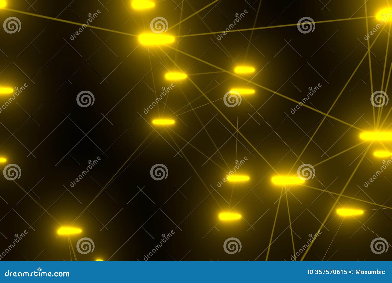 3d Render Loop Abstract Yellow Technology Plexus Connection Dot