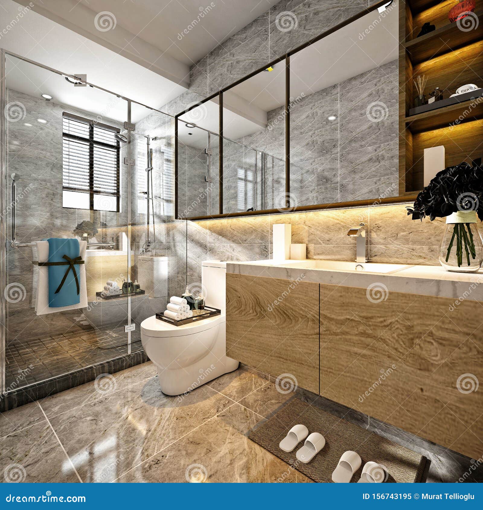 3d render luxury bathroom stock illustration. Illustration of hygiene ...