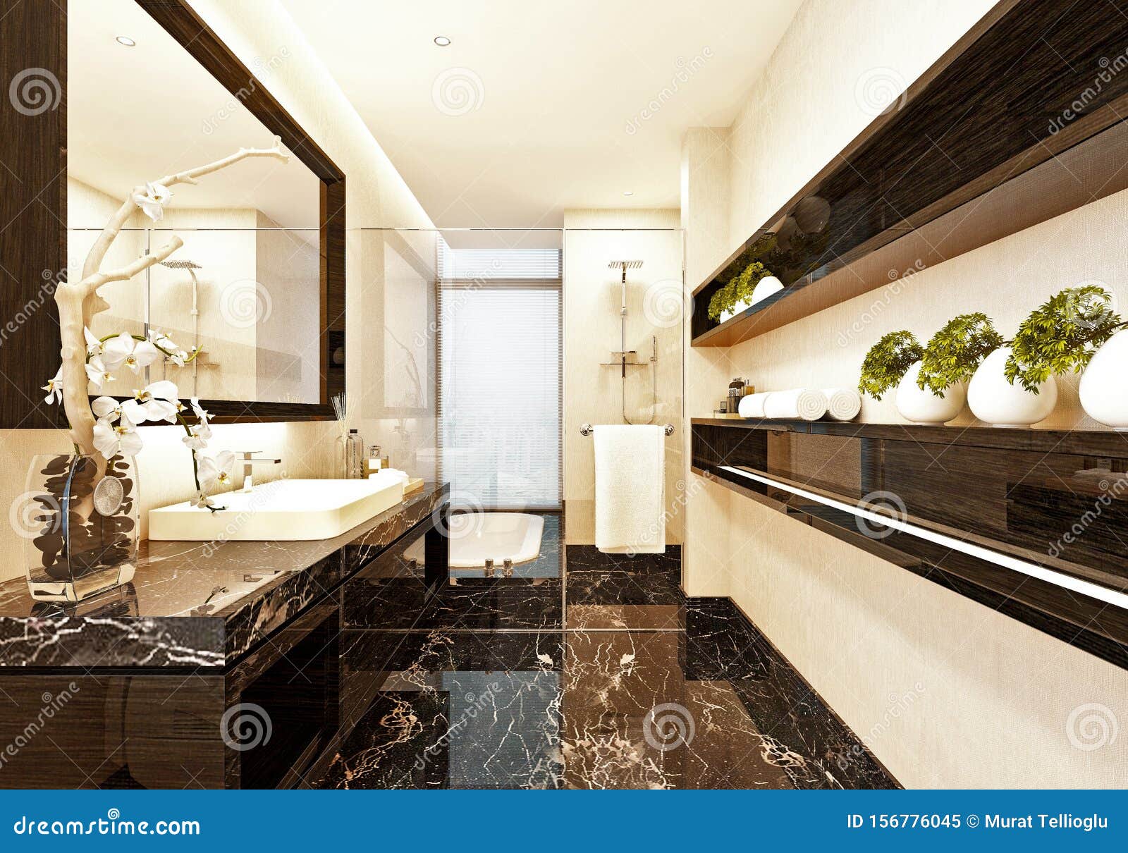 3d render luxury bathroom stock illustration. Illustration of design ...