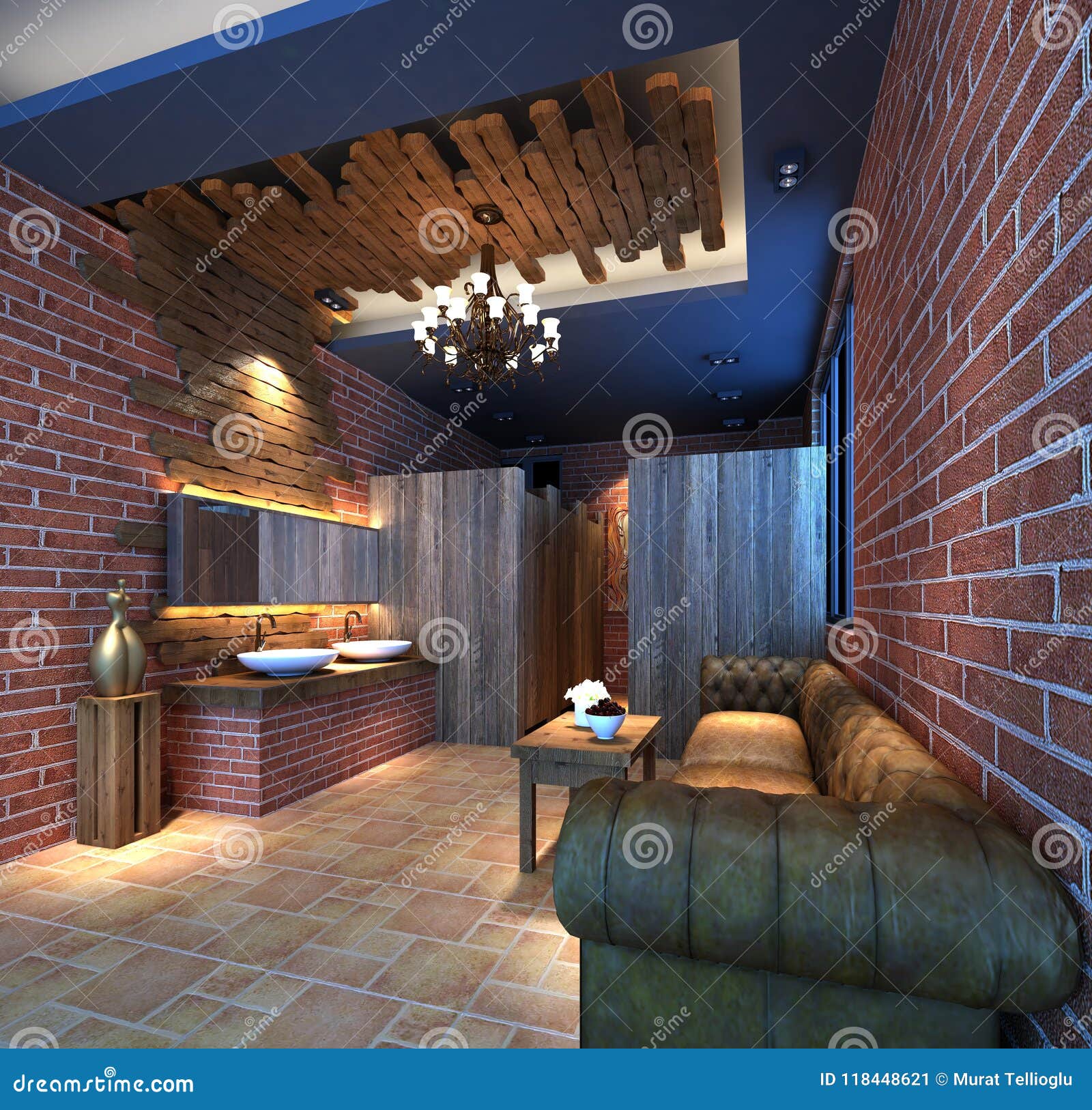 3d Render of Luxury Building Lavatory Stock Illustration - Illustration ...