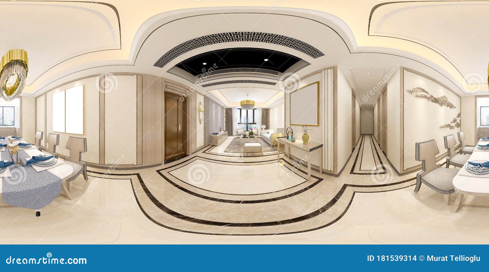 3d Render of Luxury Home Interior Stock Illustration - Illustration of ...