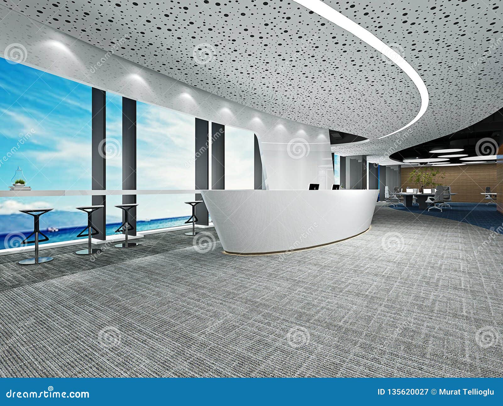 3d Render of Hotel Lobby Reception Stock Illustration - Illustration of ...