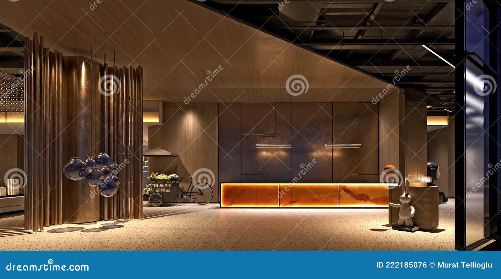 3d Render of Luxury Hotel Reception Stock Illustration - Illustration ...