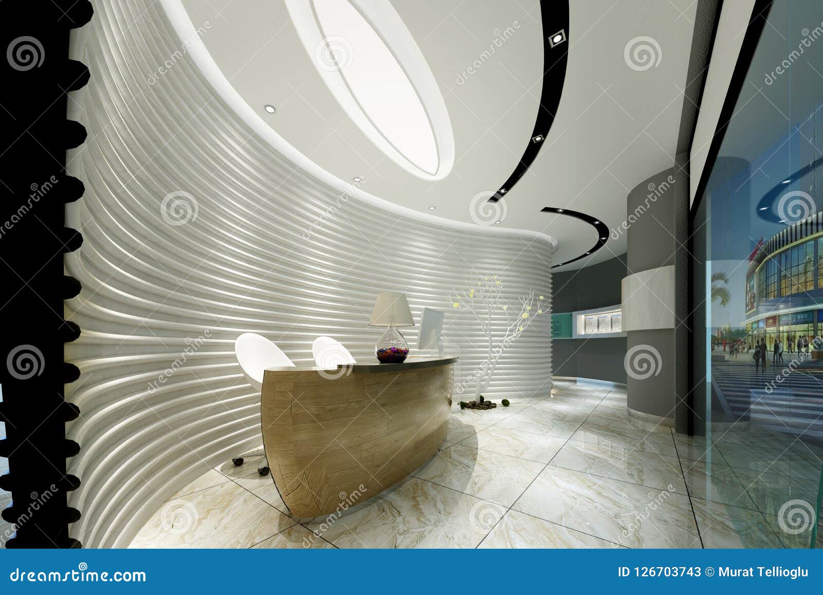 3d Render of Luxury Hotel Reception Stock Illustration - Illustration ...