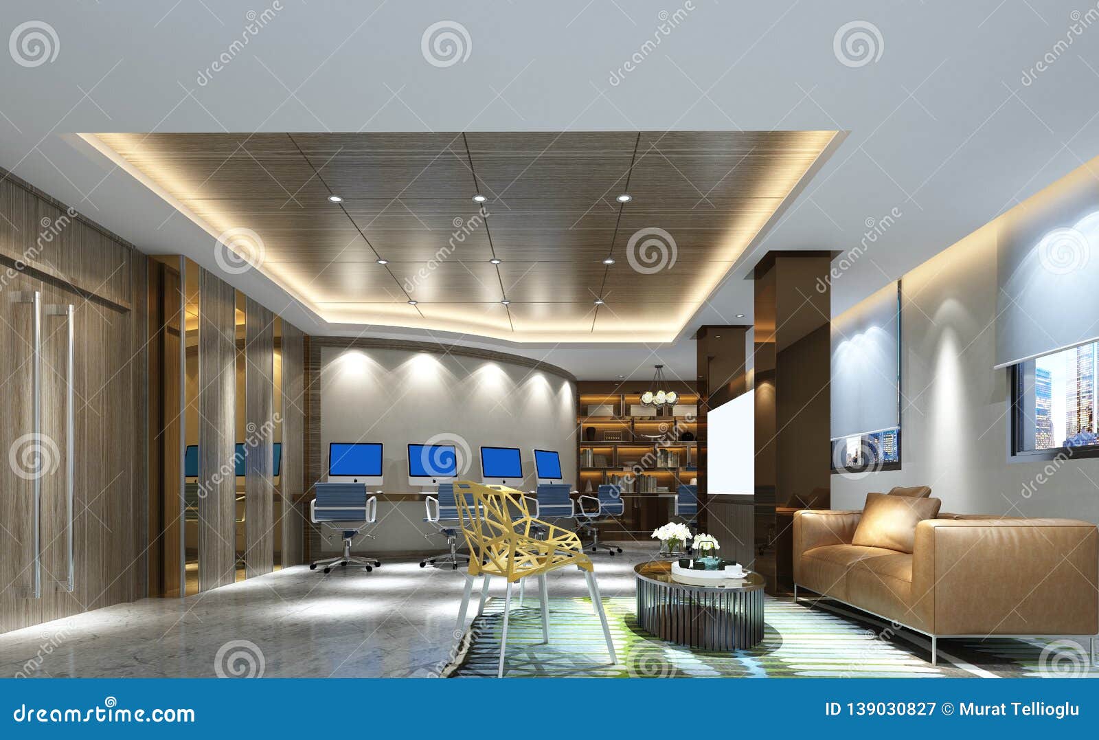 3d Render of Hotel Reception Lobby Stock Illustration - Illustration of ...